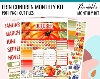 October Planner Stickers October Monthly Kit Mini Happy - Etsy