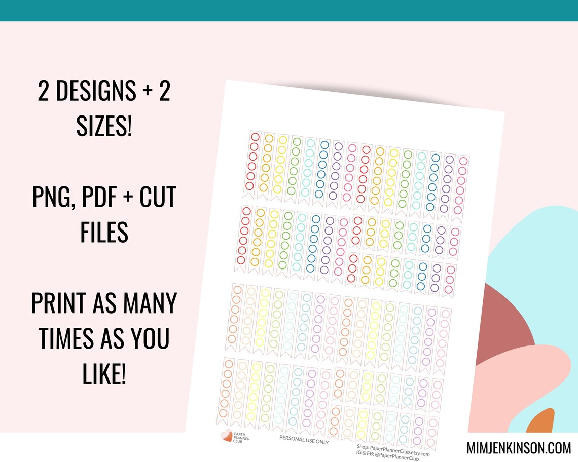 RAINBOW CHECKLIST Printable Planner Stickers Cut Files - Etsy