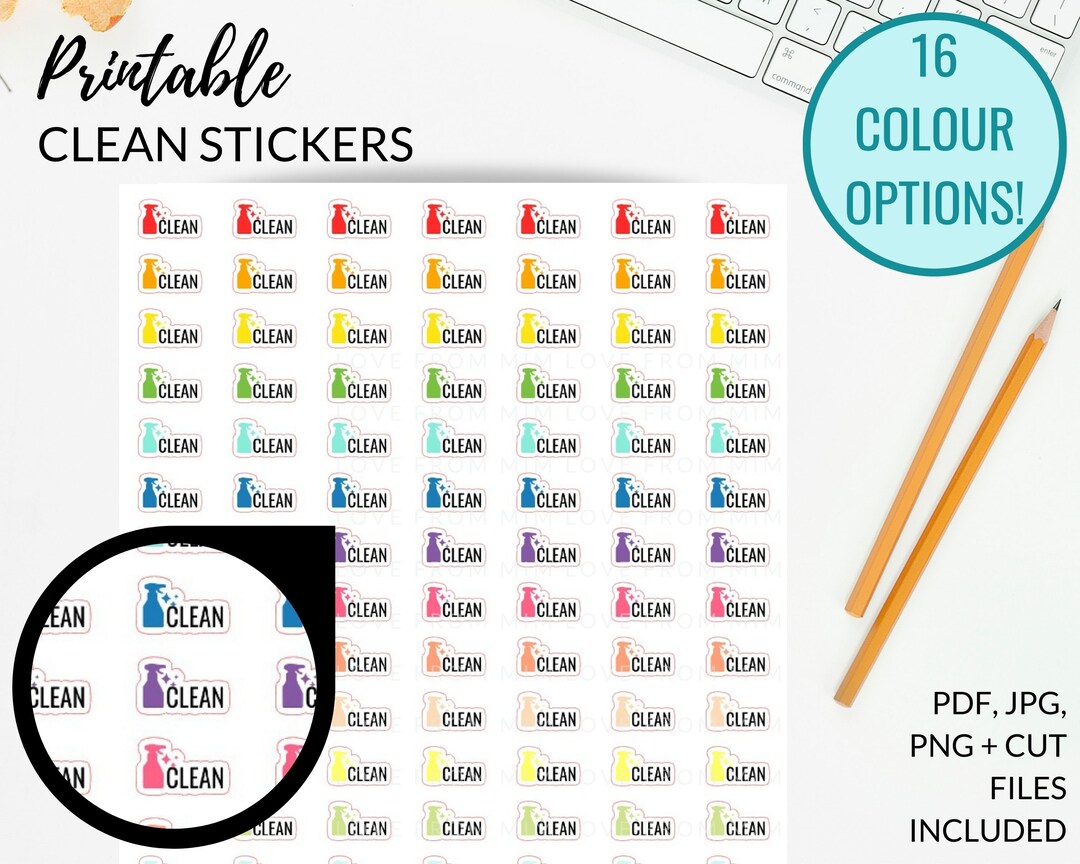 Printable CLEAN Planner Sticker | Cleaning Reminder Printable Stickers ...