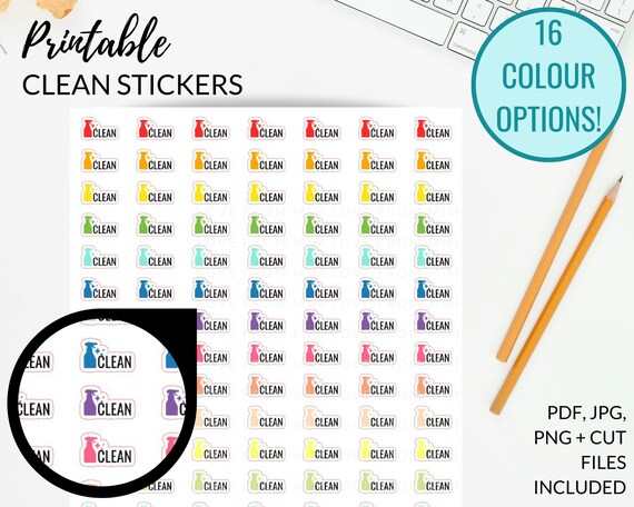 Printable CLEAN Planner Sticker Cleaning Reminder Printable | Etsy