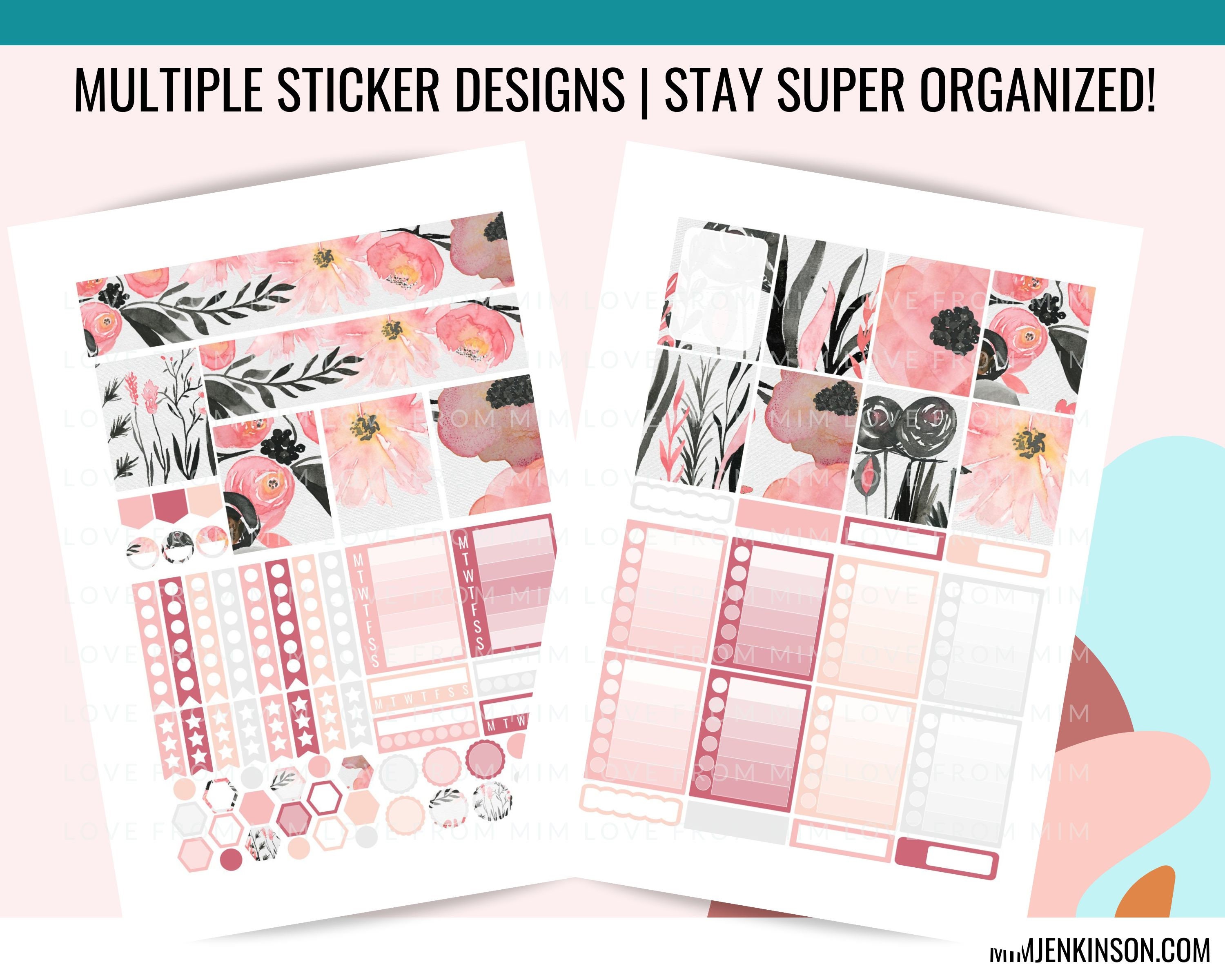 PRINTABLE FLOWERS Planner Stickers, Erin Condren Vertical Planner ...