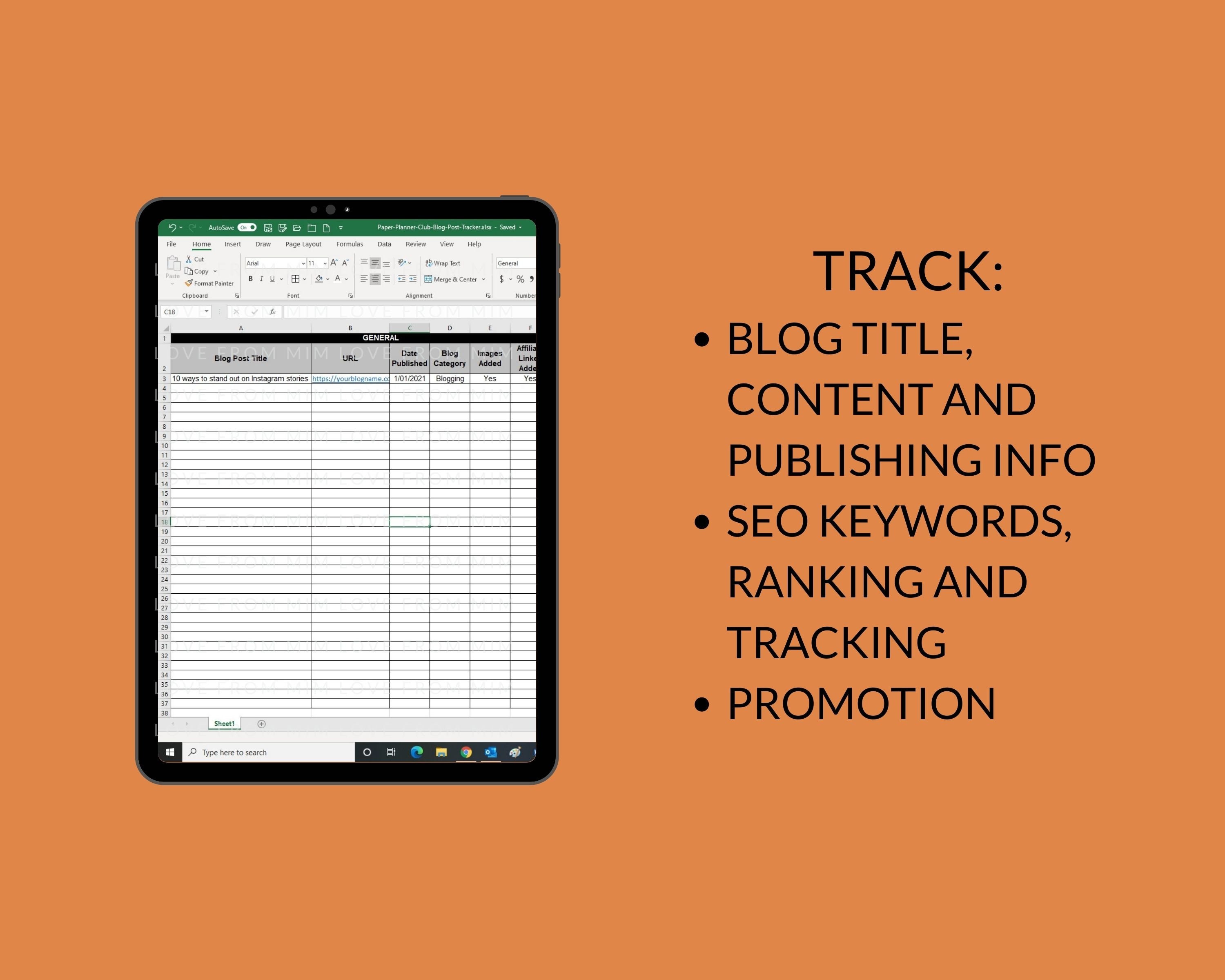 BLOG POST Tracker Excel Spreadsheet Template Blog SEO - Etsy