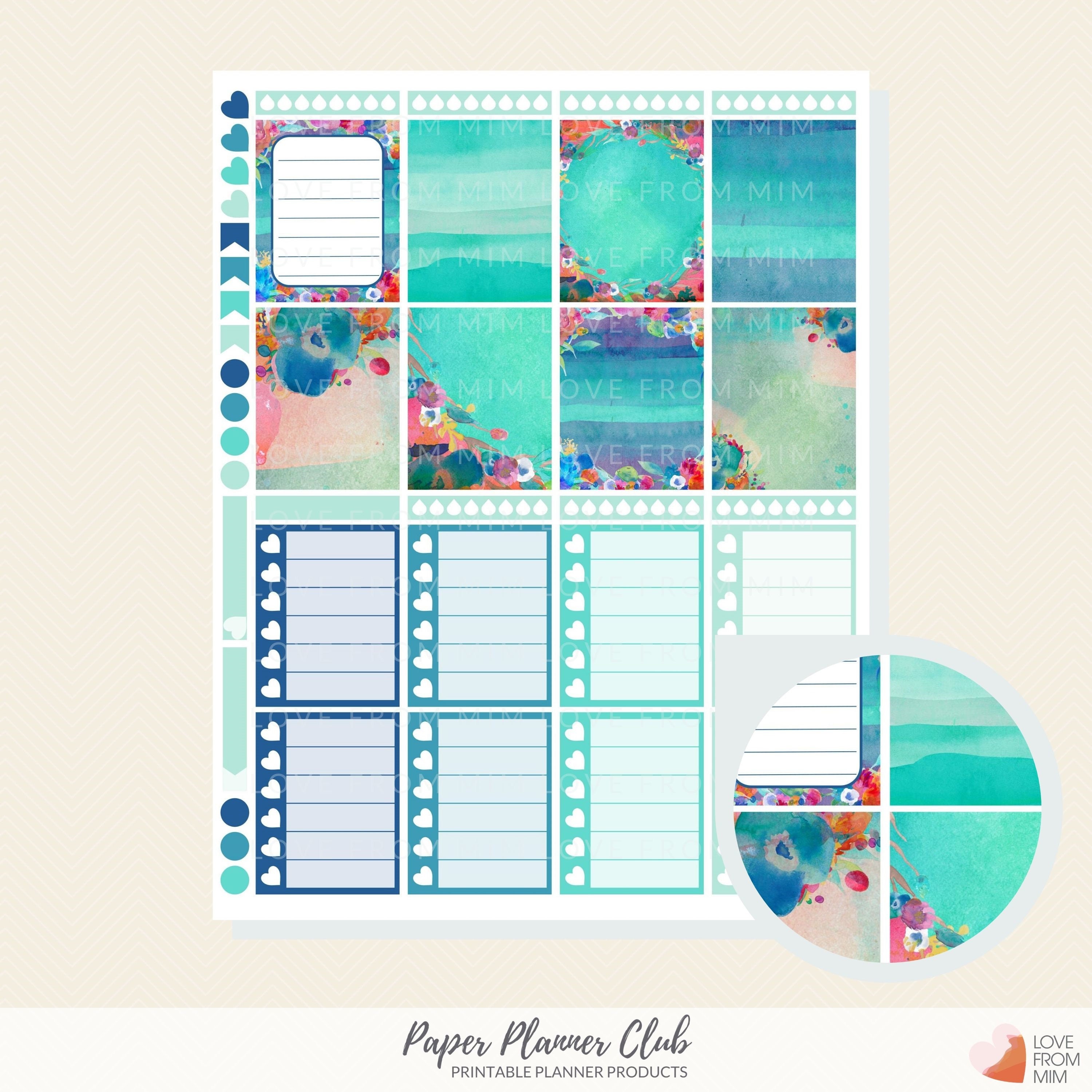 PRINTABLE WATERCOLOR Planner Stickers Weekly Planner Kit Erin - Etsy