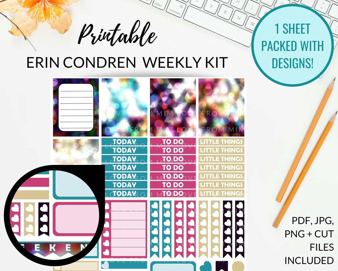 PRINTABLE BOKEH Planner Stickers Weekly Planner Kit Erin Condren ...