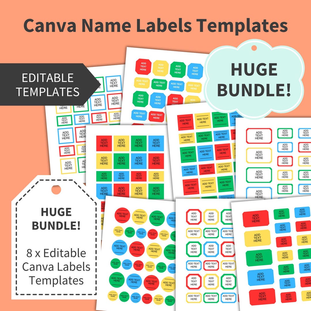 CANVA Name Labels Template, Editable Digital Organization Stickers ...