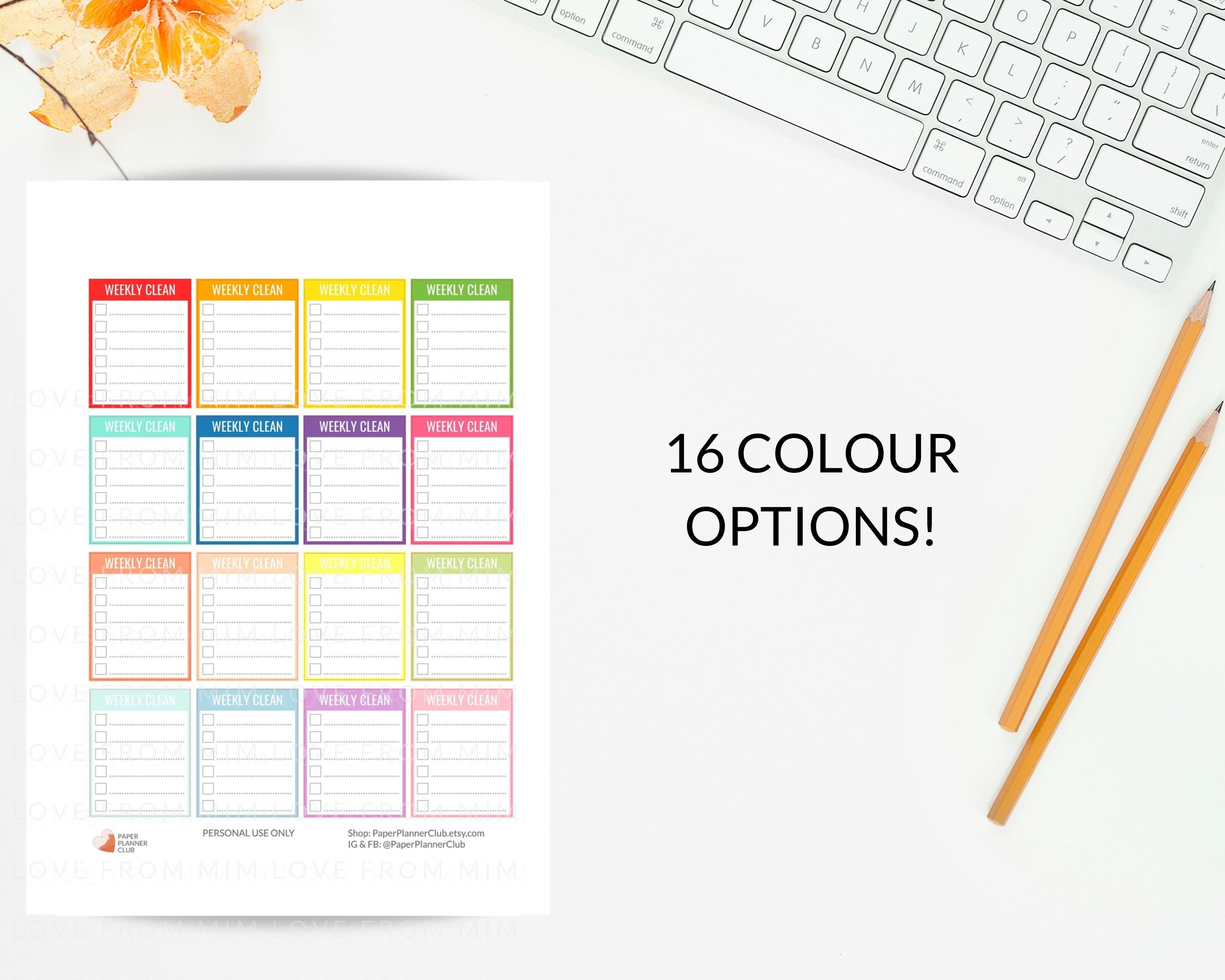 Printable WEEKLY CLEAN Full Box Planner Sticker Cleaning Full | Etsy
