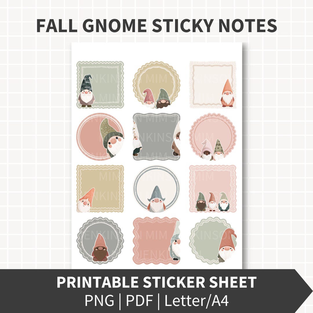 GNOME Sticky Notes Printable Stickers, 12 Digital 2 Inch Note Designs ...