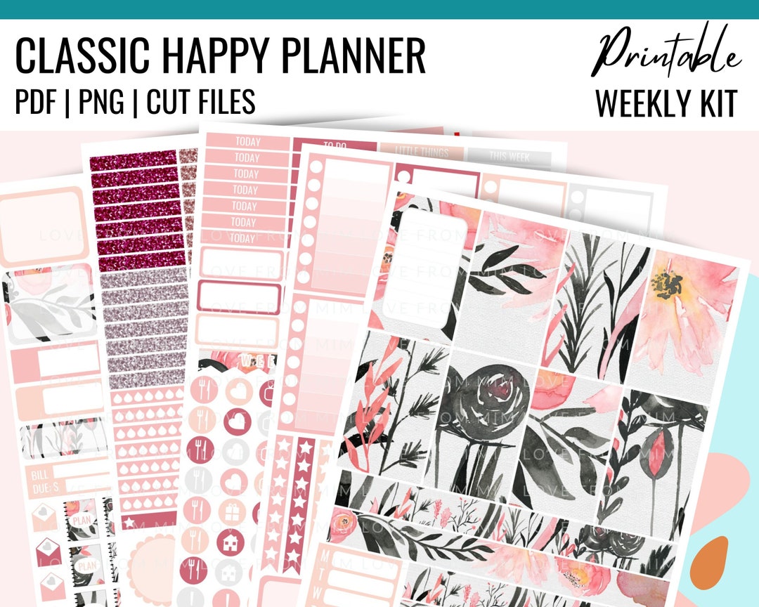 PRINTABLE FLORAL Planner Stickers, Classic Happy Planner, Floral ...