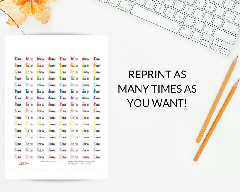 Printable CLEAN Planner Sticker Cleaning Reminder Printable | Etsy