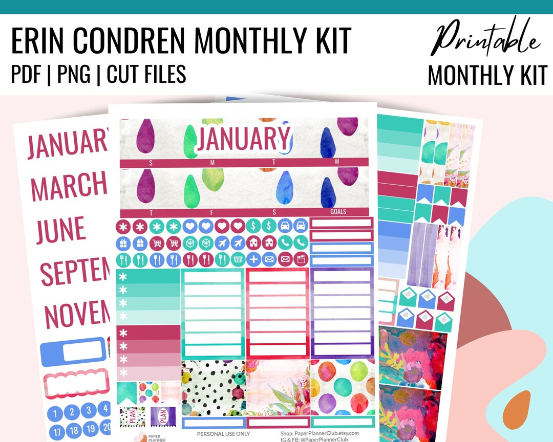 January PRINTABLE ERIN CONDREN Monthly Kit, Labels for All Months ...