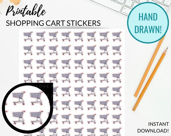 Printable SHOPPING CART STICKER for Planners Shopping Cart | Etsy