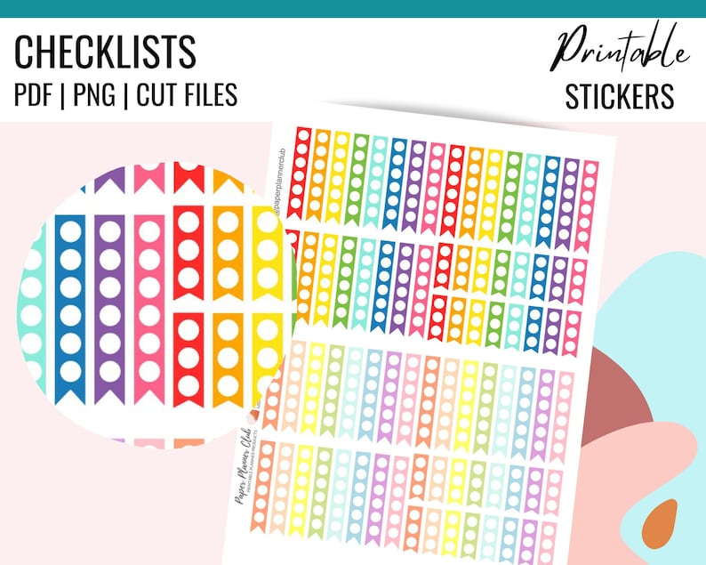 CHECKLIST Printable Planner Stickers Cut Files Printable - Etsy