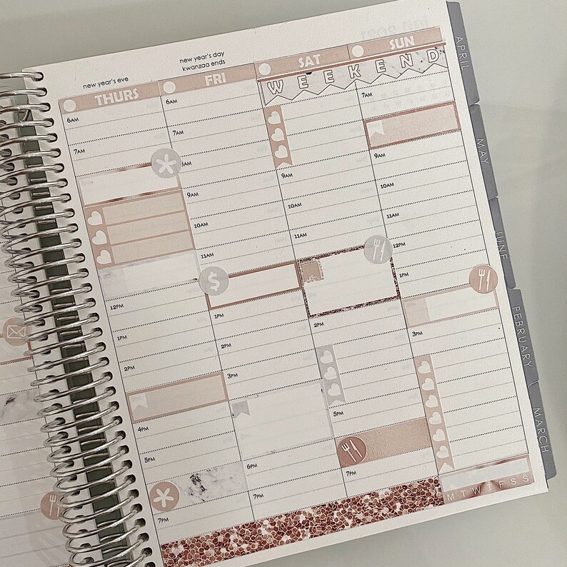 PRINTABLE ROSE Gold Planner Stickers Marble Weekly Planner | Etsy