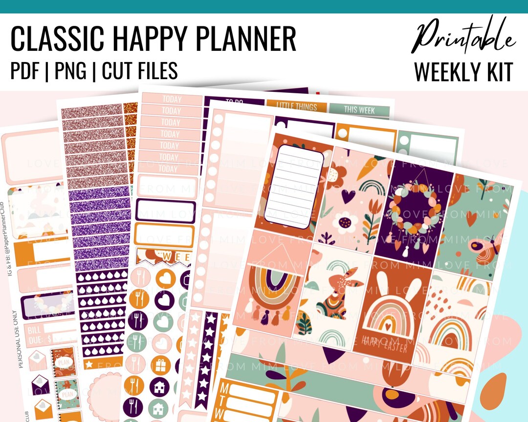 EASTER PRINTABLE Planner Stickers, Easter Vertical Planner Stickers ...