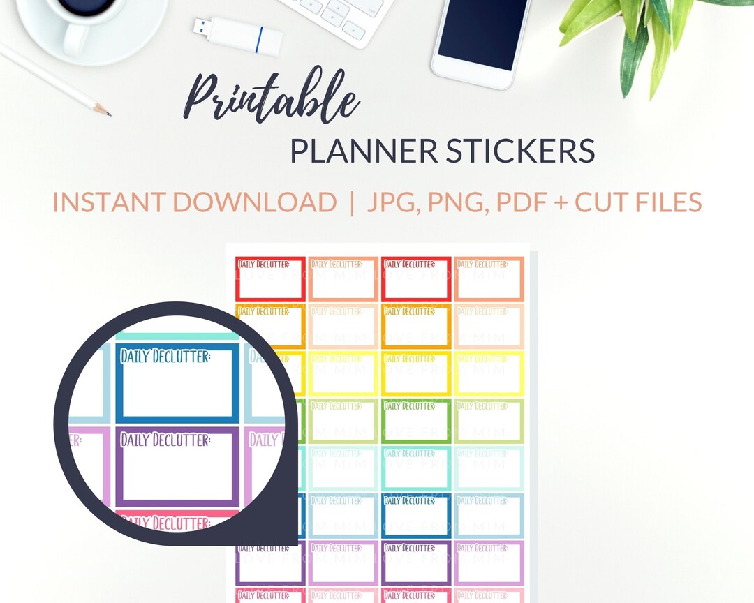 DAILY DECLUTTERING Printable Stickers PDF, Decluttering Stickers With ...