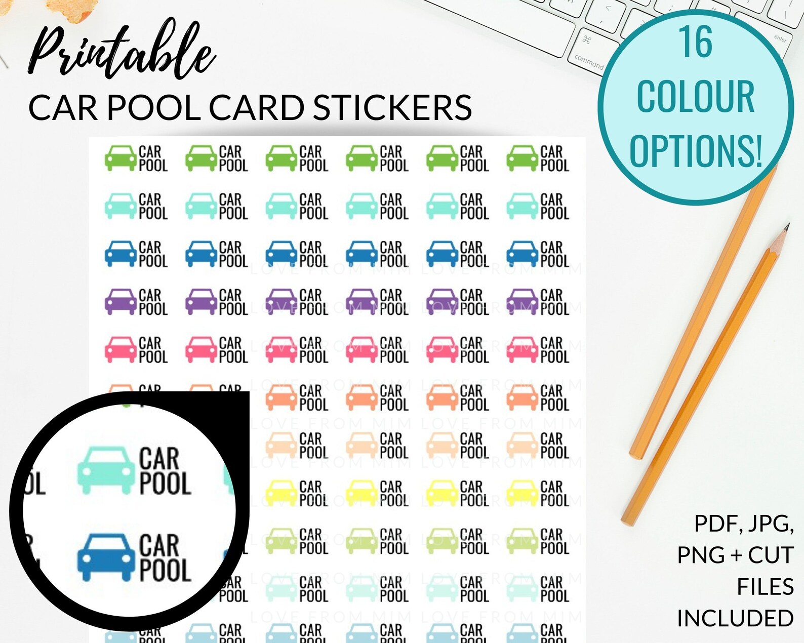 Printable CAR POOL Sticker Car Pooling Printable Stickers - Etsy