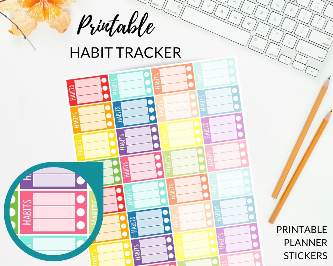 HABIT TRACKER Stickers | Habit Tracker Planner Stickers + Cut Files ...