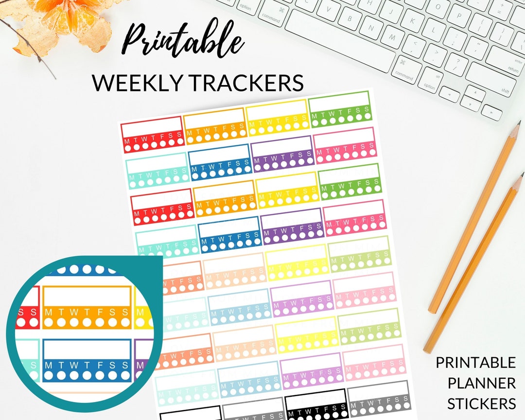 WEEKLY TRACKER Printable Planner Stickers + Cut Files | Printable ...