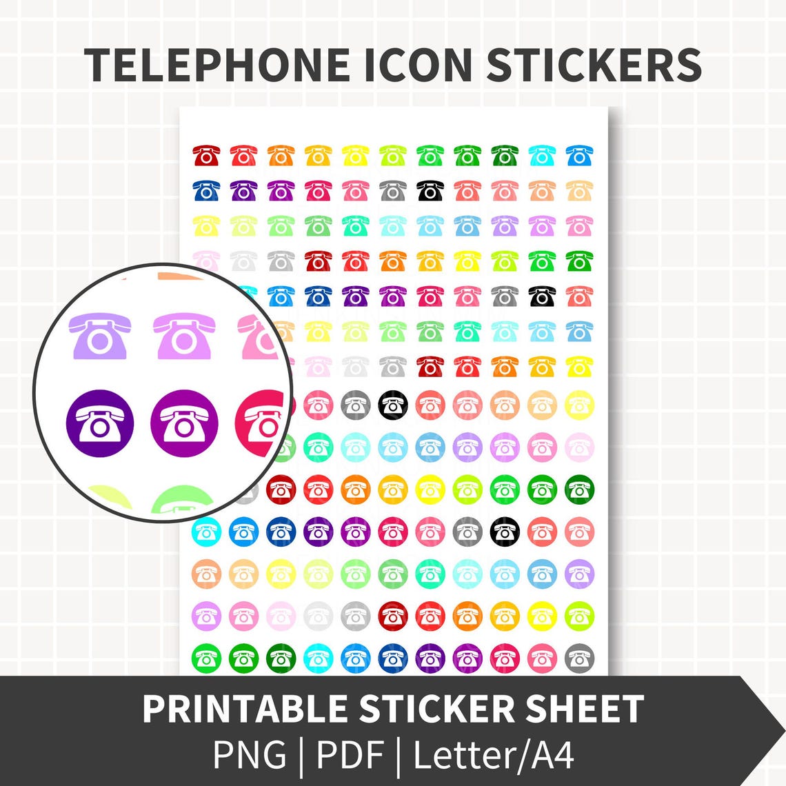 TELEPHONE Icon Planner Stickers Printable, Phone Call Reminder Icons 0. ...