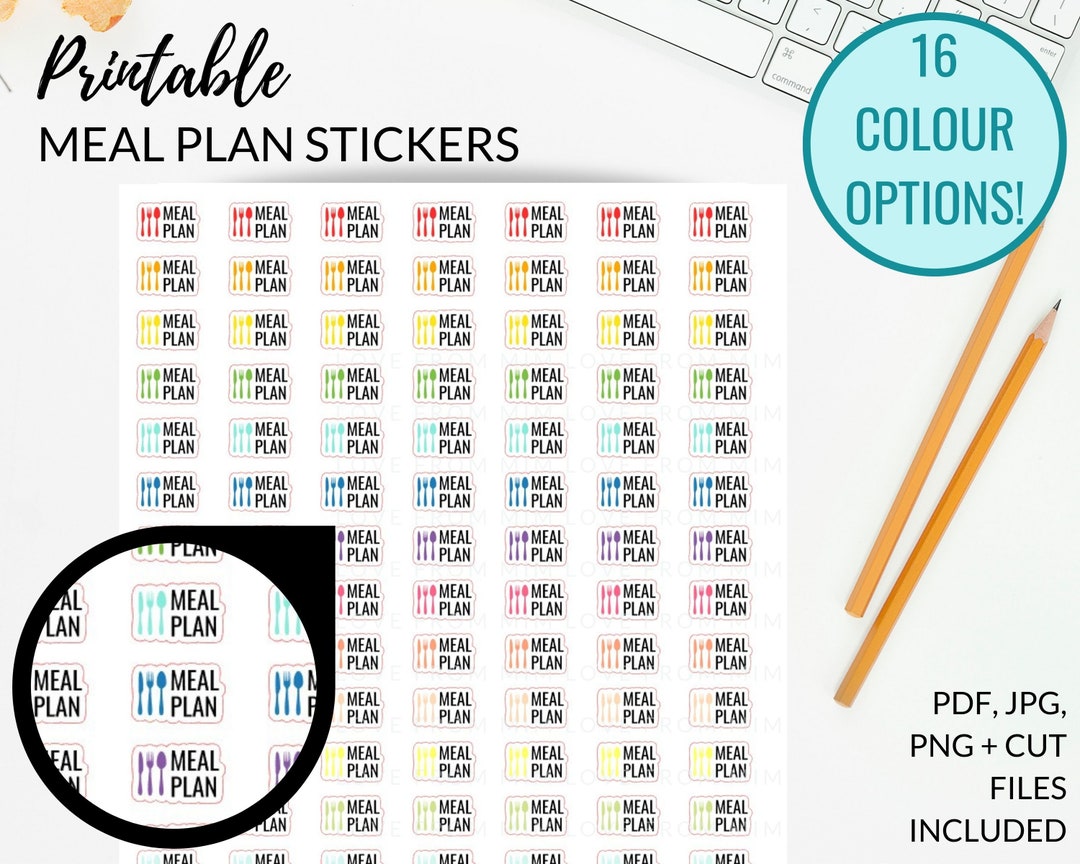 Printable MEAL PLAN Planner Sticker + Cut Files | Printable Meal ...