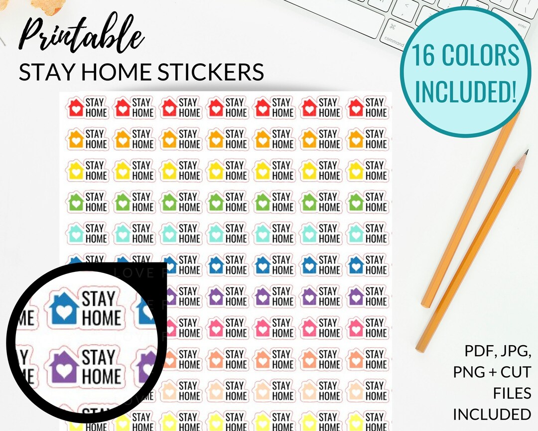 Printable STAY HOME Sticker, Stay Home Printable Stickers, Lockdown ...