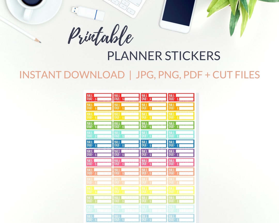 BILL DUE Quarter Box Stickers Cut Files Bill Due Planner - Etsy