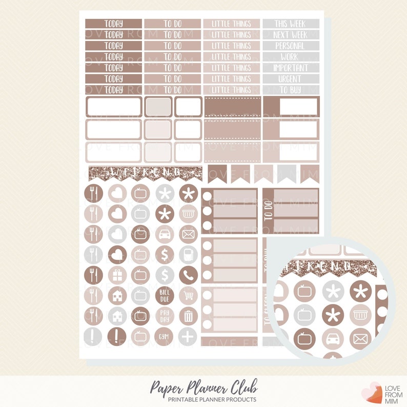 PRINTABLE ROSE Gold Planner Stickers Weekly Planner Kit | Etsy