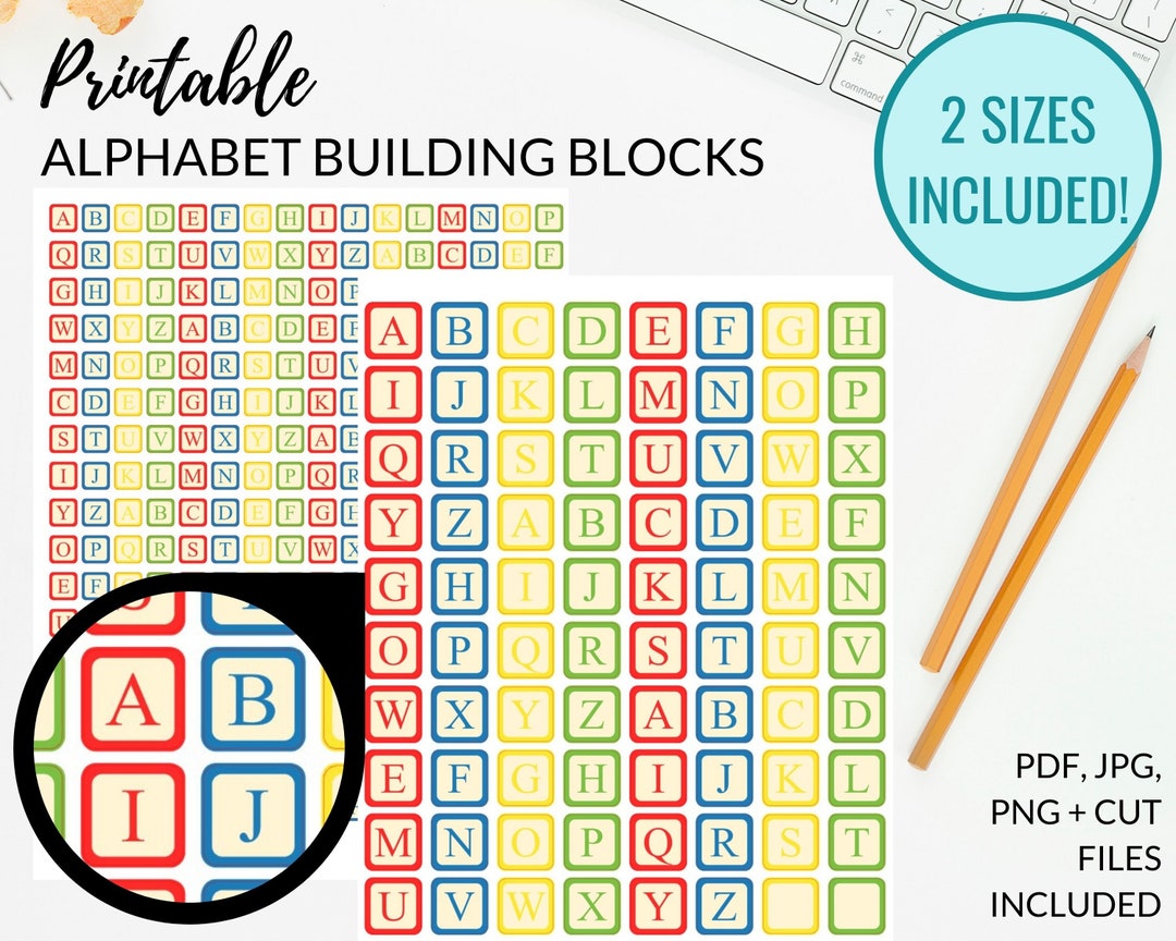 Printable Alphabet BUILDING BLOCK Sticker for Planners & Scrapbooking ...