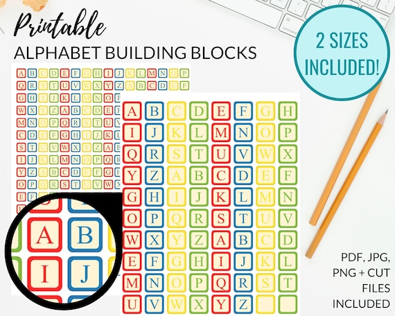 Printable Alphabet BUILDING BLOCK Sticker for Planners & | Etsy