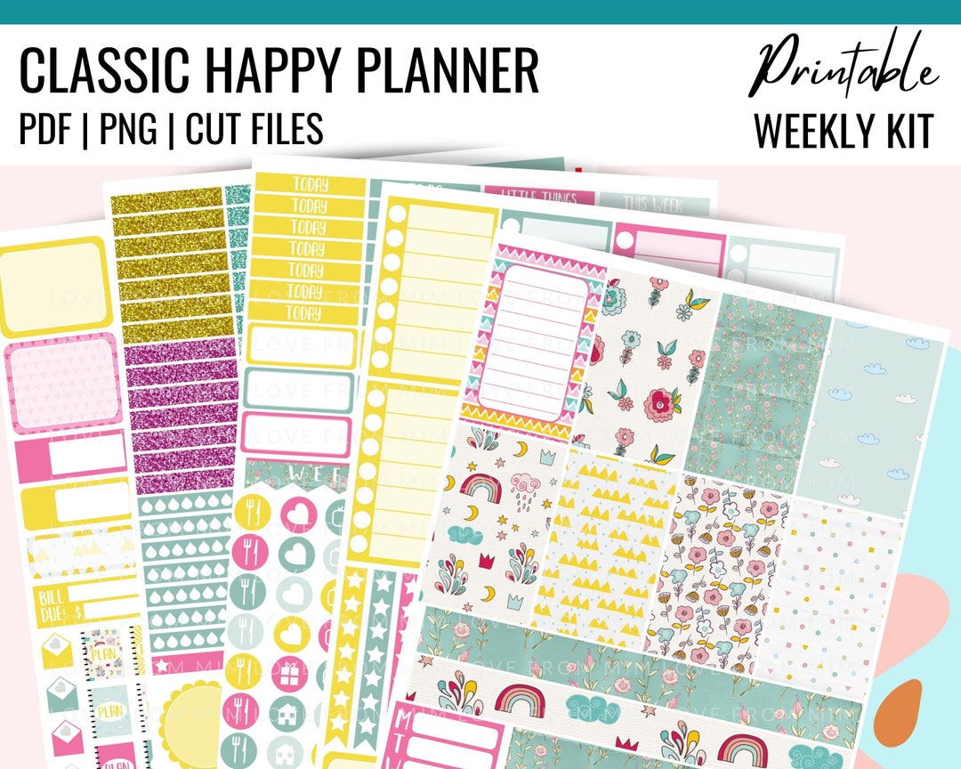 PRINTABLE SUNSHINE Planner Stickers, Weekly Planner Kit Classic Happy ...