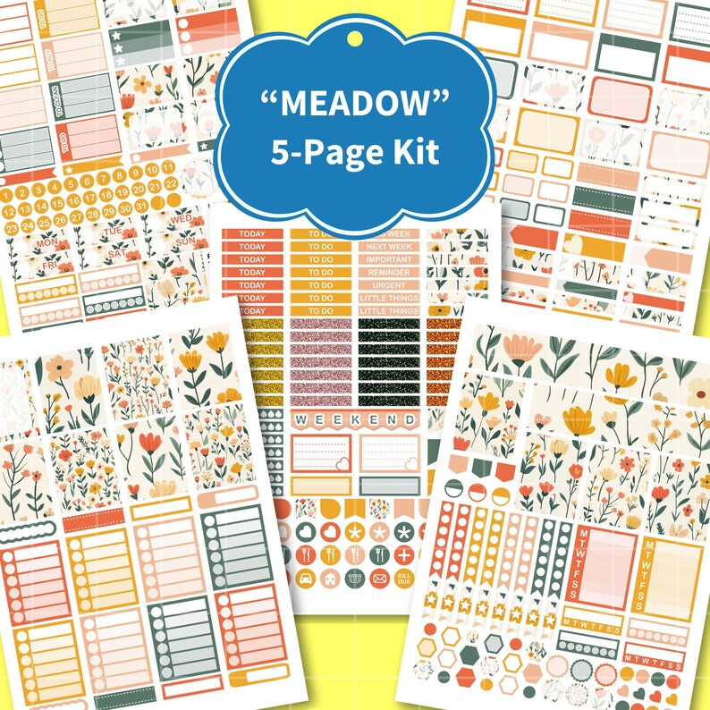 5 FLORAL Printable Wildflowers Flowers Planner Sticker Kits, Erin ...