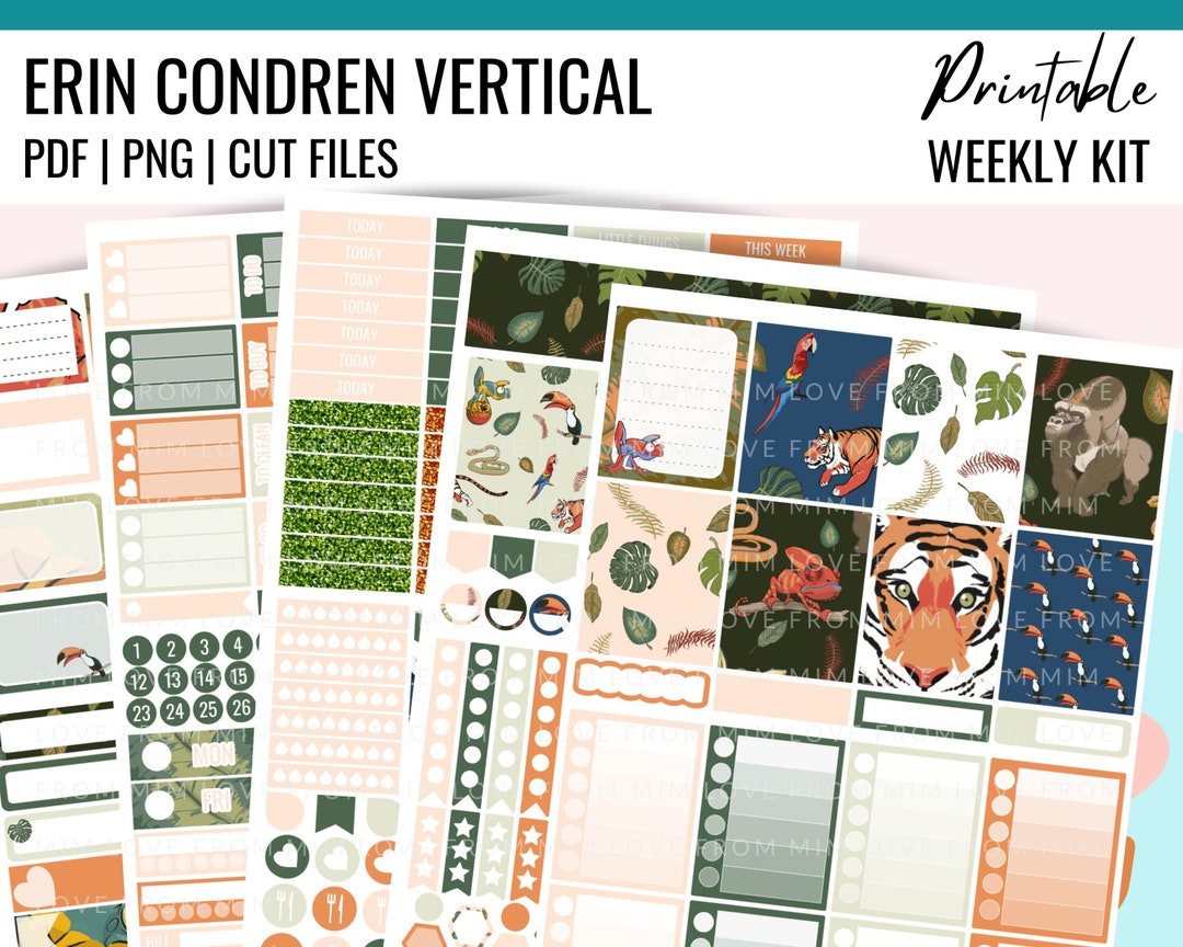 PRINTABLE JUNGLE Animals Planner Stickers, Erin Condren Printable ...