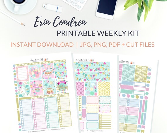 Birthday Printable Planner Stickers Planner Stickers Printable Weekly ...
