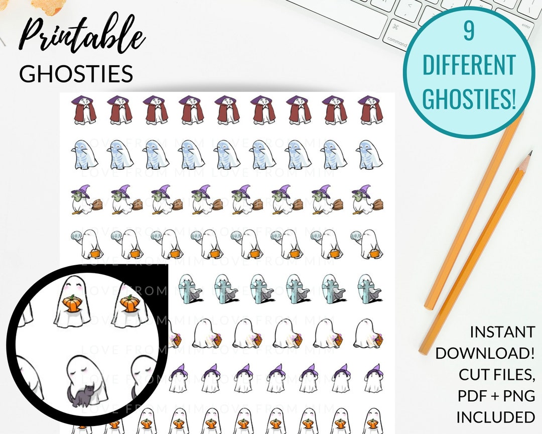 Printable HALLOWEEN GHOSTIES Planner Stickers, Ghost Sticker for ...