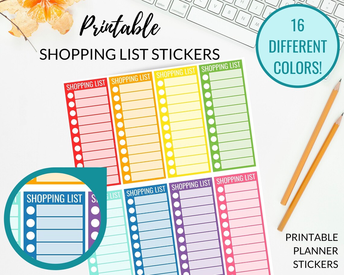 SHOPPING LIST Planner Stickers Pdf Cut Files Printable - Etsy 日本