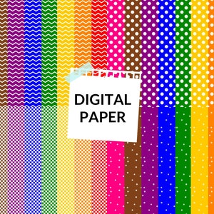 DIGITAL PAPER for Stickers, Scrapbook Pages | Polka Dots Dotty Chevron ...