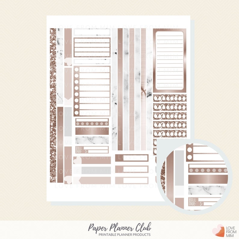 PRINTABLE ROSE Gold Planner Stickers Weekly Planner Kit for | Etsy