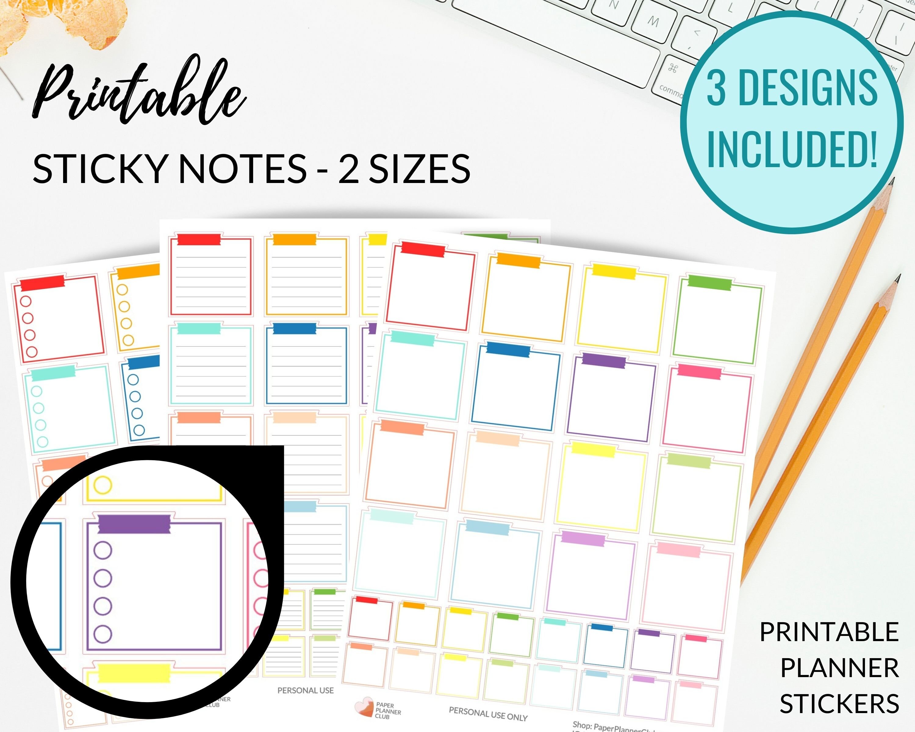 Printable STICKY NOTE Planner Sticker Sticky Note Printable | Etsy