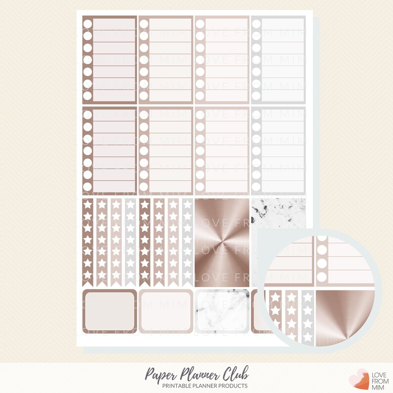 PRINTABLE ROSE Gold Planner Stickers Weekly Planner Kit | Etsy