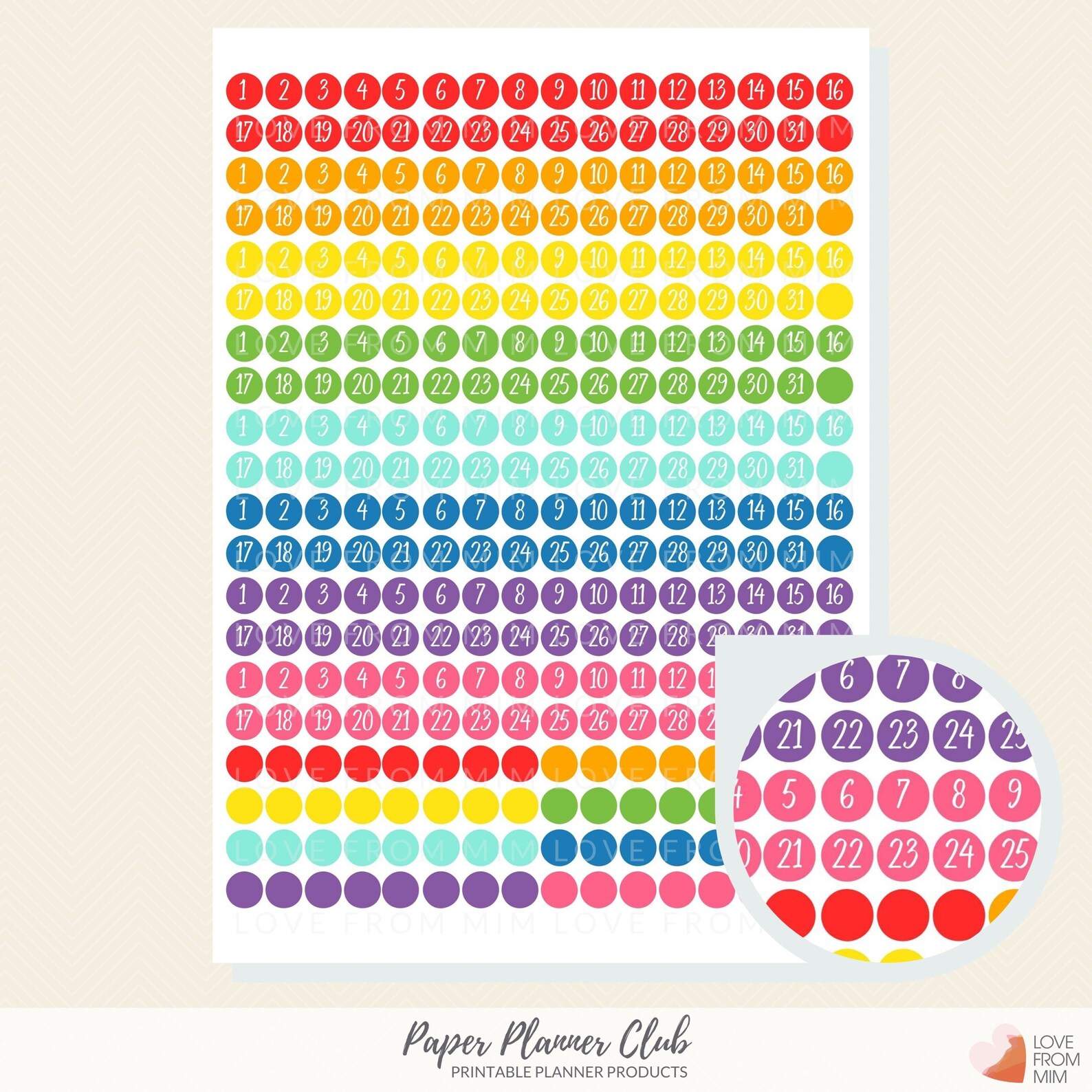 DATE DOT Planner Stickers Printable Date Dot Stickers Cut | Etsy