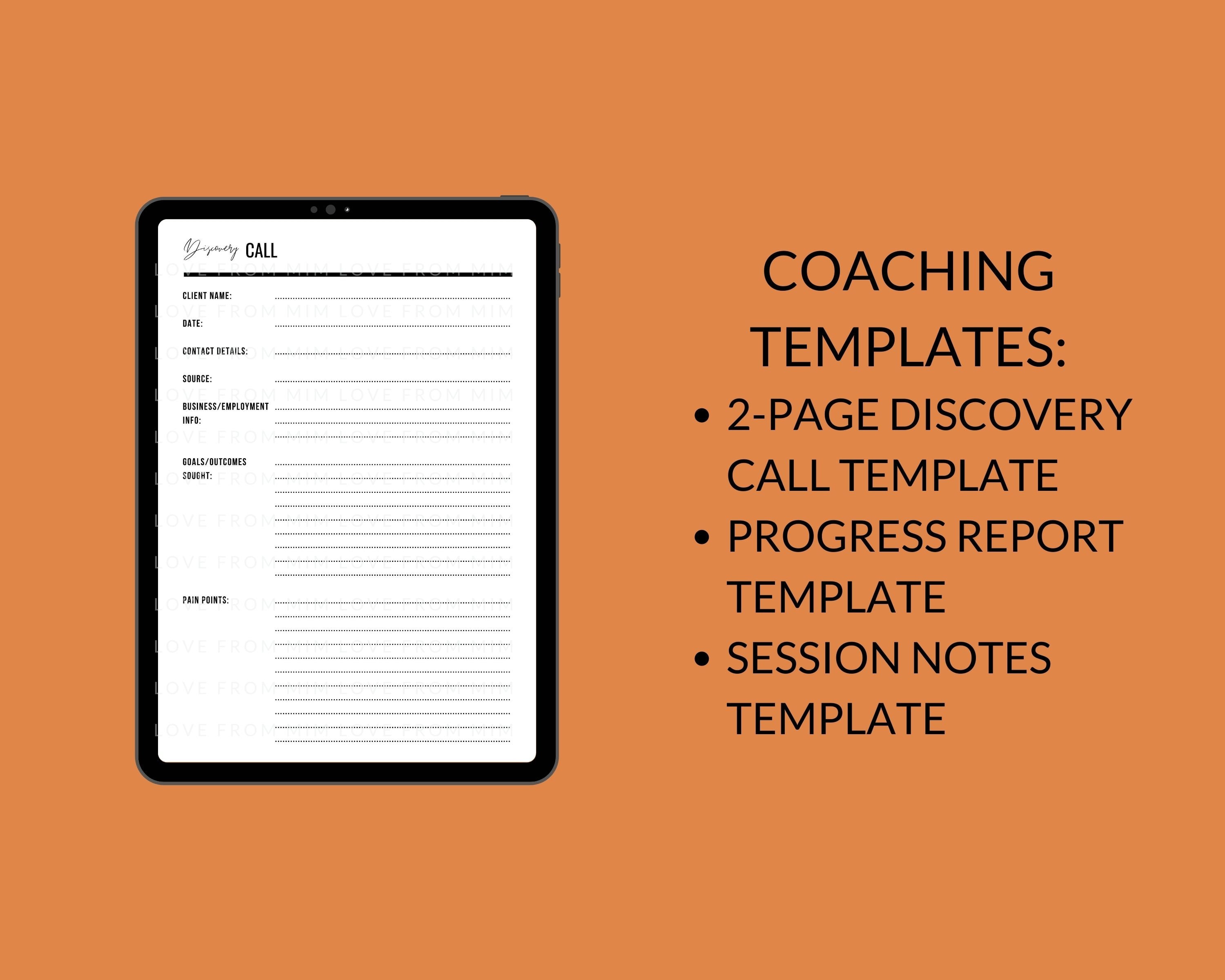 COACHING TEMPLATE Printable Coaching Discover Call Template - Etsy