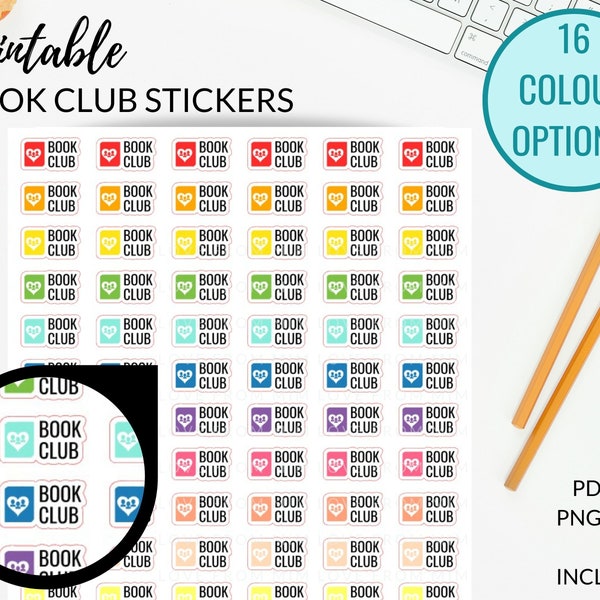 Book Club Printable Stickers - Etsy