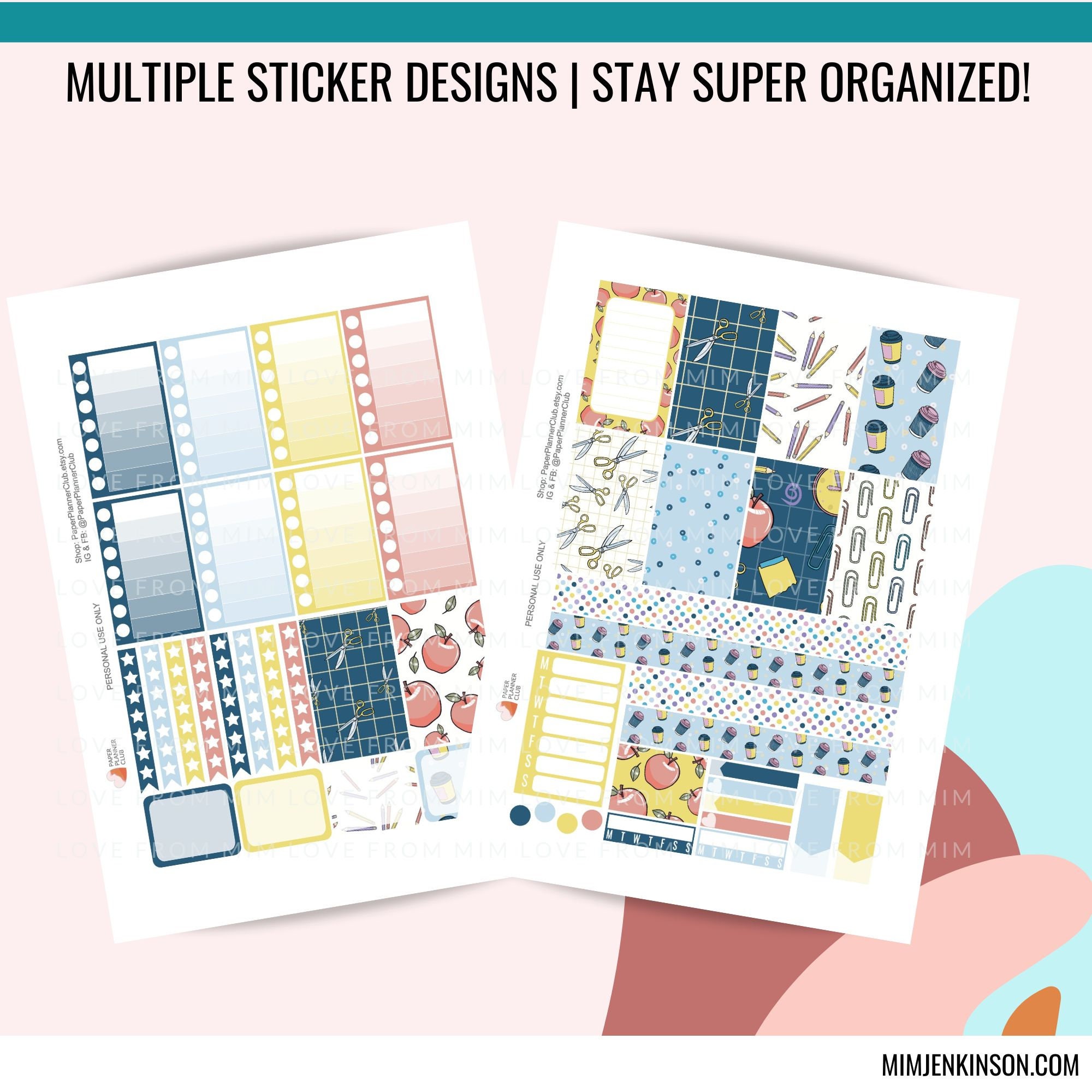Back to School PRINTABLE Planner Stickers, Classic Happy Planner ...