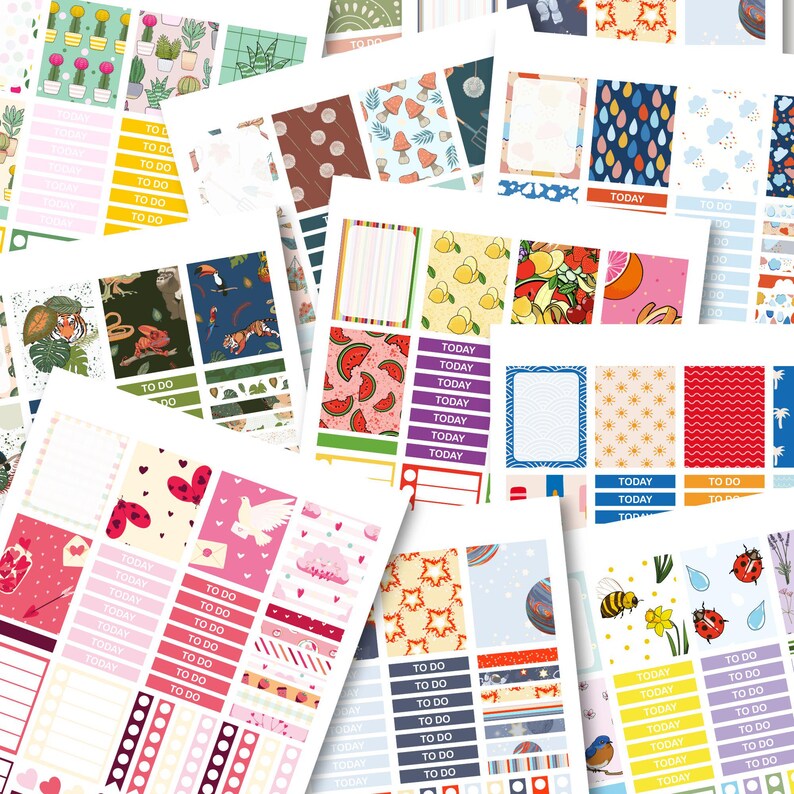 12 Weekly Planner Stickers Kits Bundle, Printable Sticker Kit, PNG PDF ...