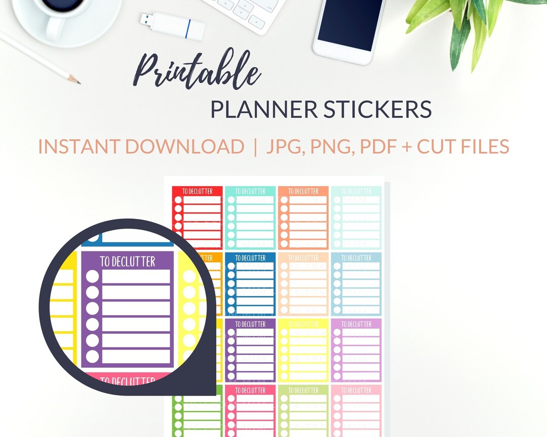TO DECLUTTER Printable Stickers PDF, Decluttering Stickers With Cut ...