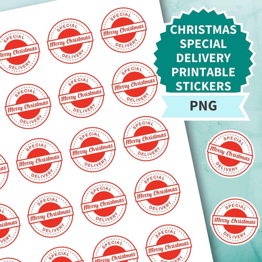 Christmas Special Delivery, Printable Stickers, PNG Digital Sticker ...