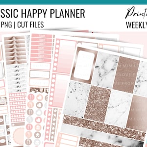 PRINTABLE ROSE Gold Planner Stickers | Weekly Planner Kit Classic Happy ...