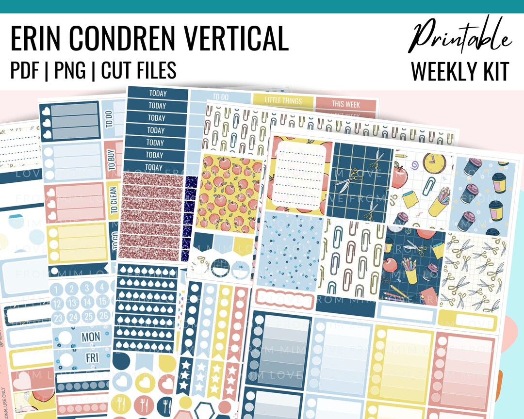 BACK TO SCHOOL Printable Planner Stickers, Teacher, Erin Condren ...