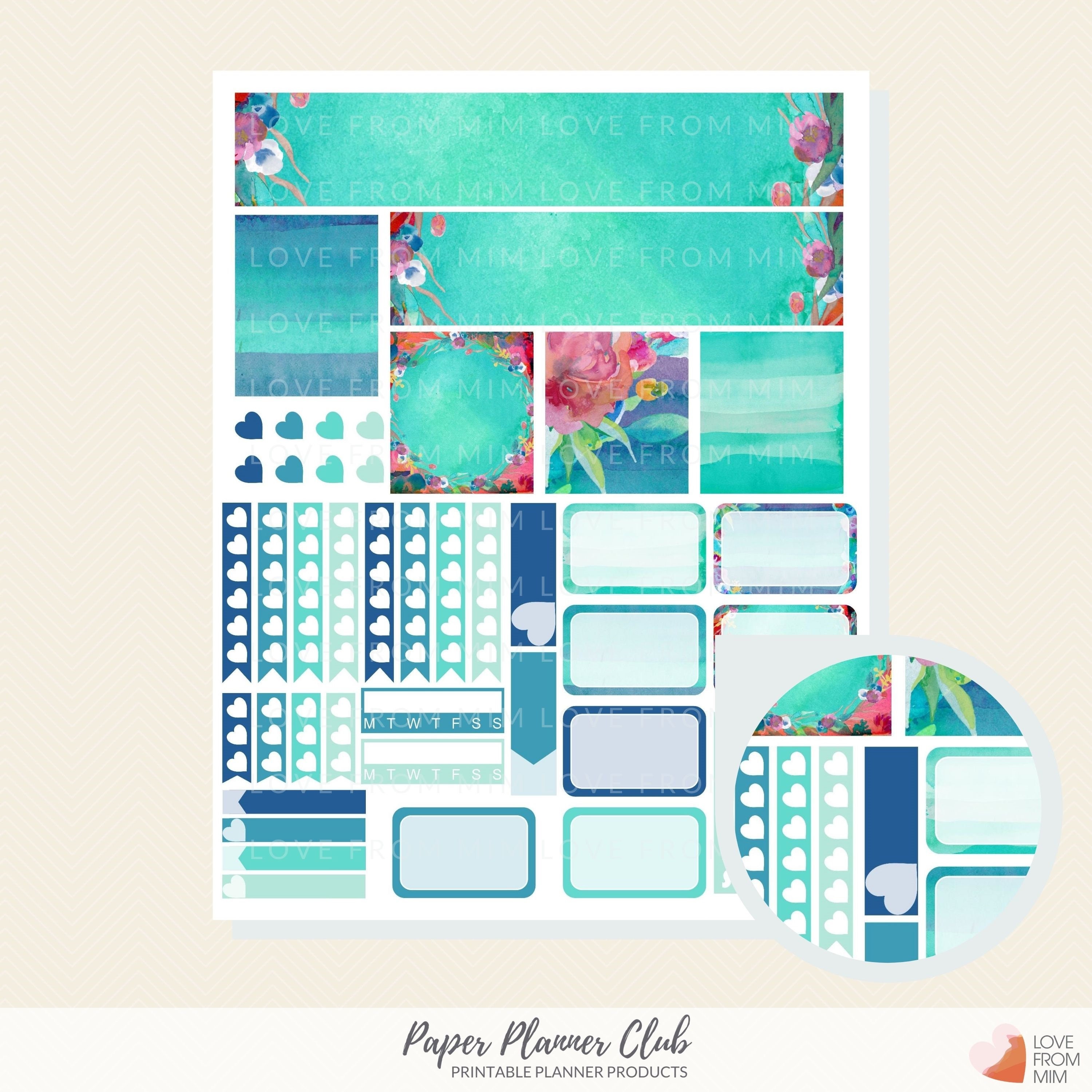 PRINTABLE WATERCOLOR Planner Stickers Weekly Planner Kit Erin - Etsy