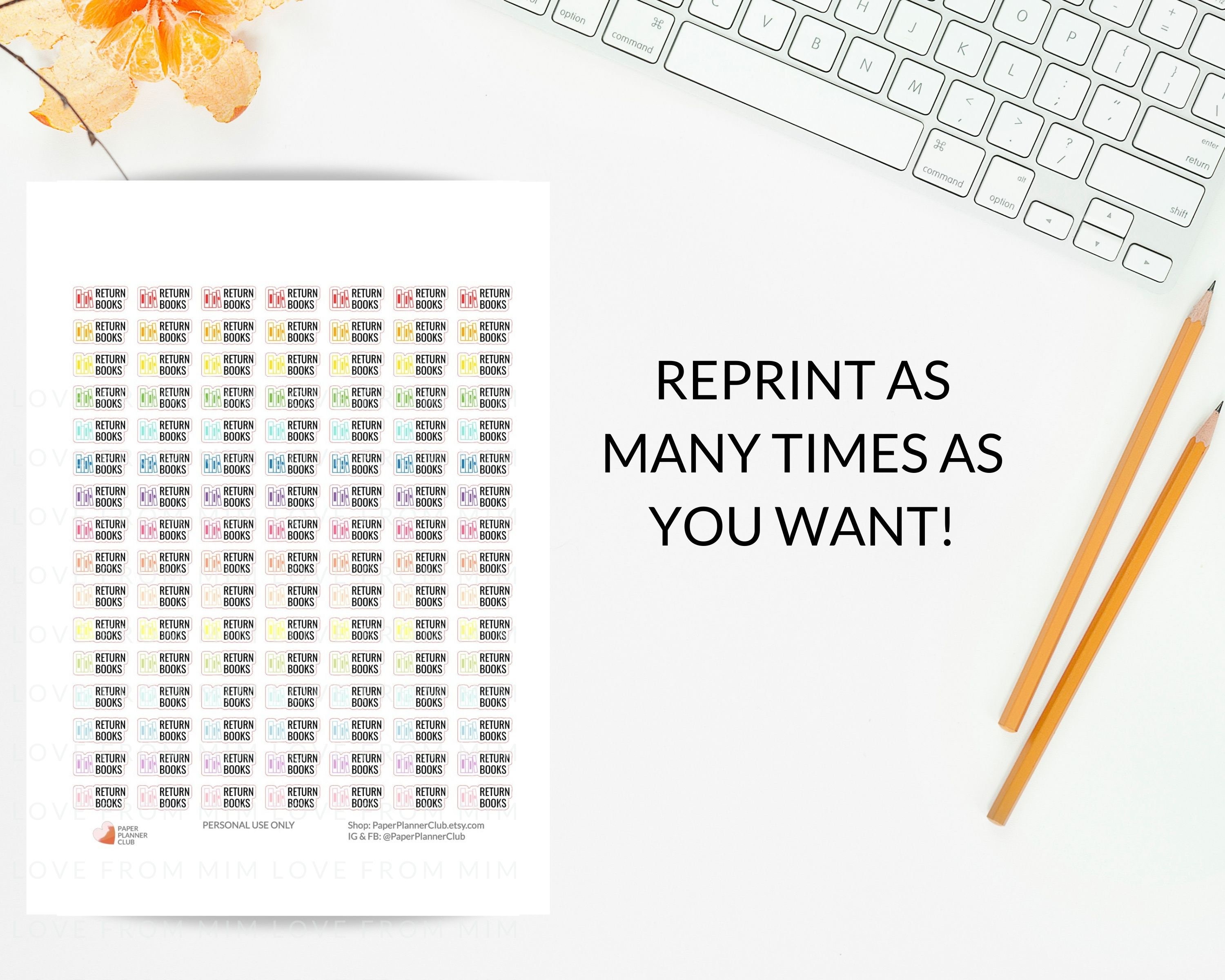 Printable RETURN LIBRARY Books Sticker Return Book Planner - Etsy Ireland